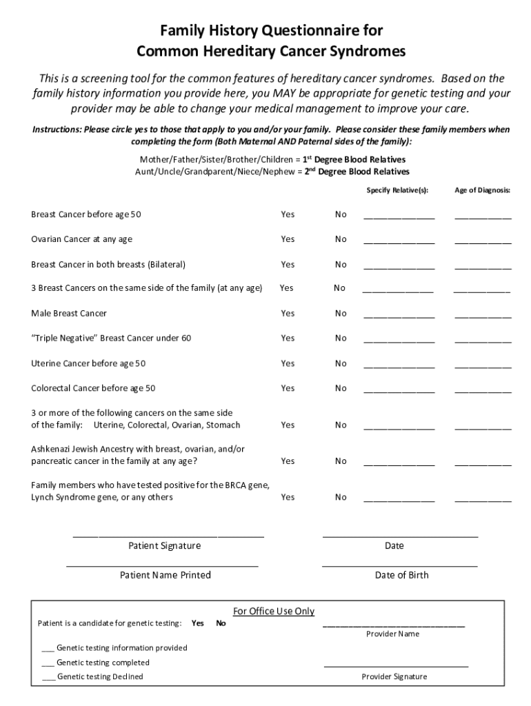 Fillable Online Family-History-Questionnaire-for-Common-Hereditary ...