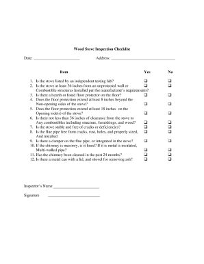 Fillable Online Woodstove Inspection Checklist Fax Email Print - pdfFiller