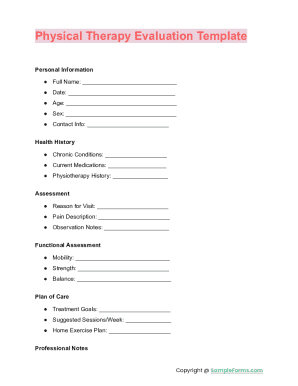 Fillable Online Physical Therapy Evaluation Template Fax Email Print ...