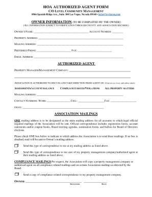 Fillable Online hoa authorized agent form Fax Email Print - pdfFiller