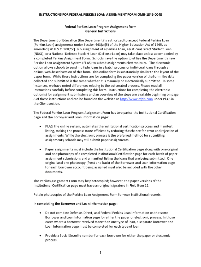 Fillable Online 1-11: Revised Perkins Assignment Form and Instructions ...