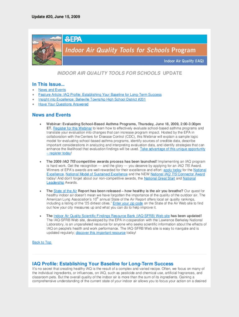 Fillable Online Indoor Air Quality: Tools for Schools, IAQ Coordinator ...