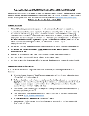 Fillable Online Fillable Online ac flora high school prom outside guest ...