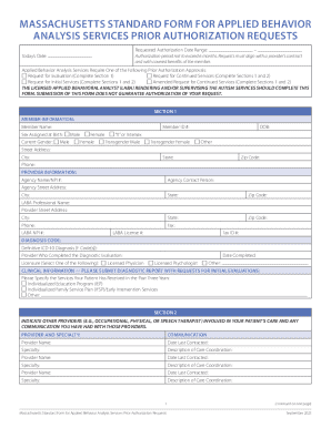 Fillable Online Prior Authorization Form for ABA Services Fax Email ...