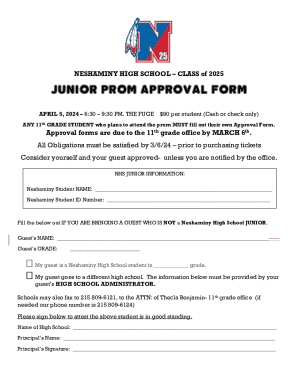 Fillable Online class of 2024 senior prom approval form Fax Email Print ...