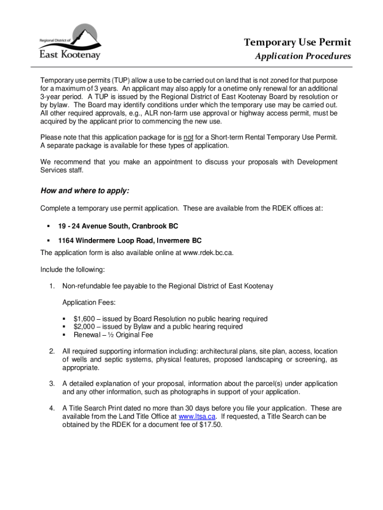Fillable Online Temporary Use Permit FAQ Sheet Fax Email Print - pdfFiller