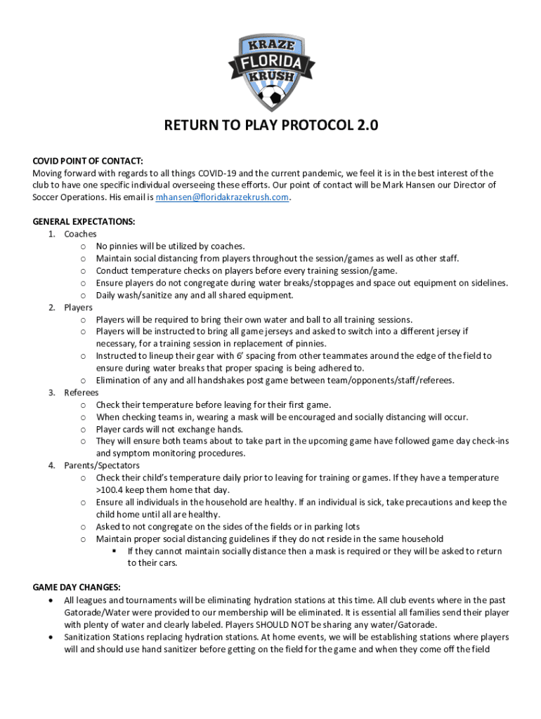 Fillable Online A Sports Practitioner's Perspective on the Return to ...