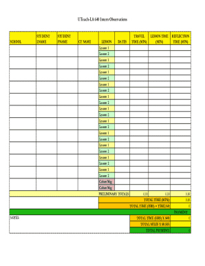 Fillable Online utla-observation-mileage-template Fax Email Print ...