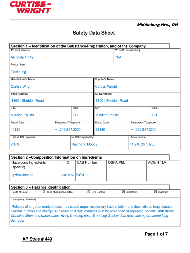 Fillable Online MATERIAL SAFETY DATA SHEET Section 01 Fax Email Print - pdfFiller