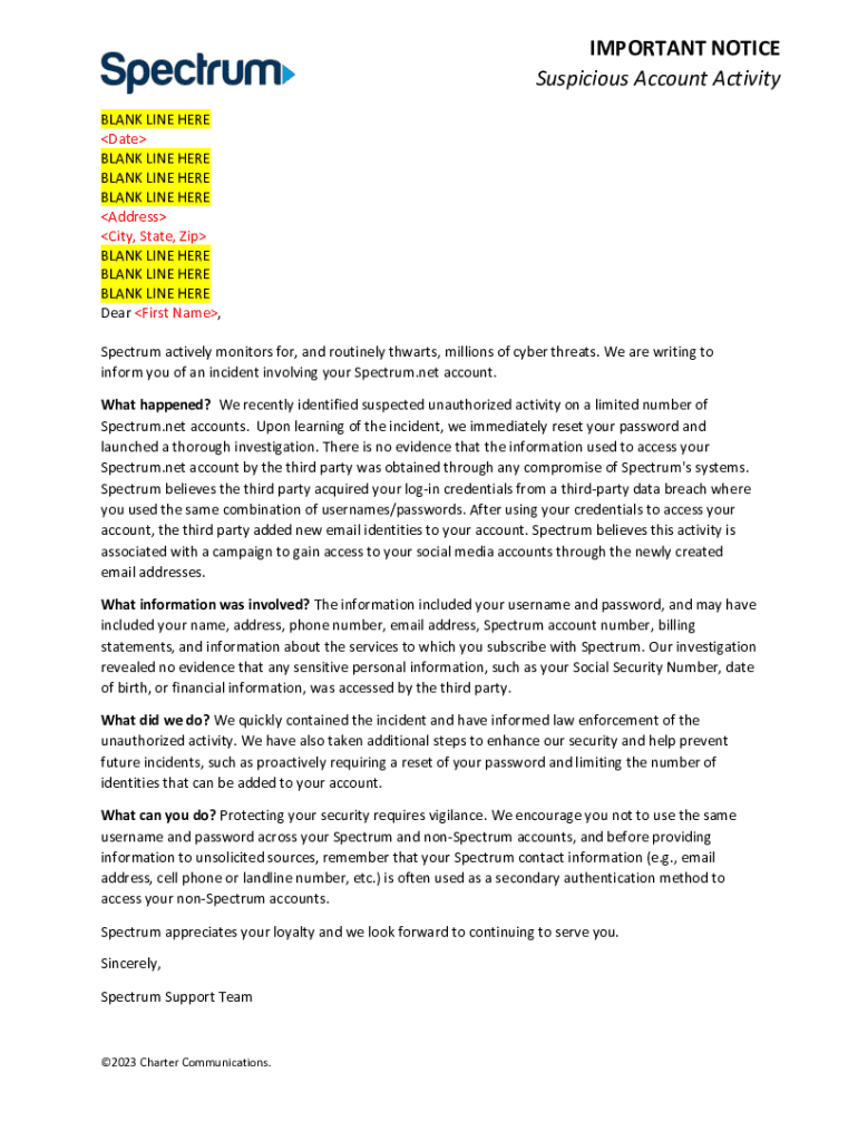 Fillable Online oag ca IMPORTANT NOTICE Suspicious Account Activity Fax ...