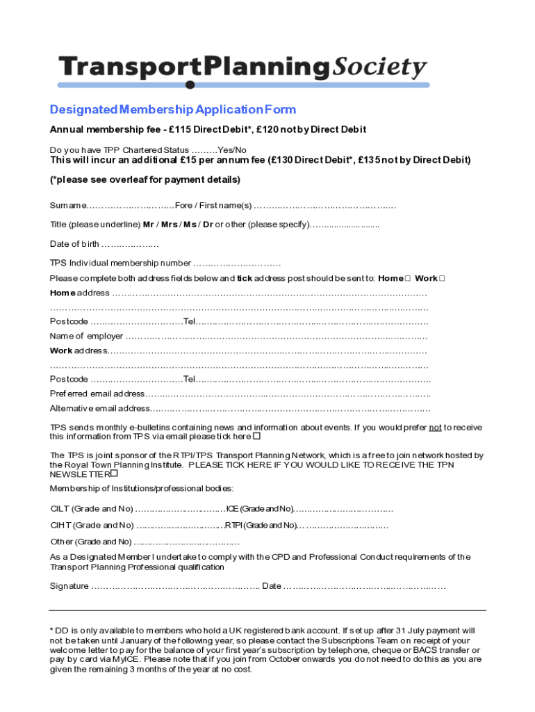 Fillable Online tps org TPS Designated Membership Application Form ...