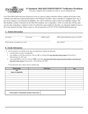 Fillable Online INDEPENDENT VERIFICATION WORKSHEET 2024-2025 Fax Email ...