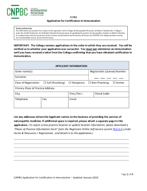 Fillable Online Fillable Online Certification in Immunization Application Form Fax Email Print ...