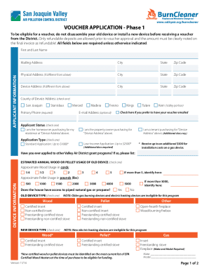 Fillable Online Fillable Online VOUCHER APPLICATION - Phase 1 - San ...