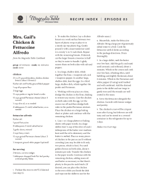 Fillable Online Mrs. Gail's Chicken & Fettuccine Alfredo...my favorite ...