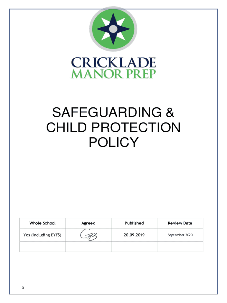 Fillable Online Safeguarding and Child Protection Policy To include ...