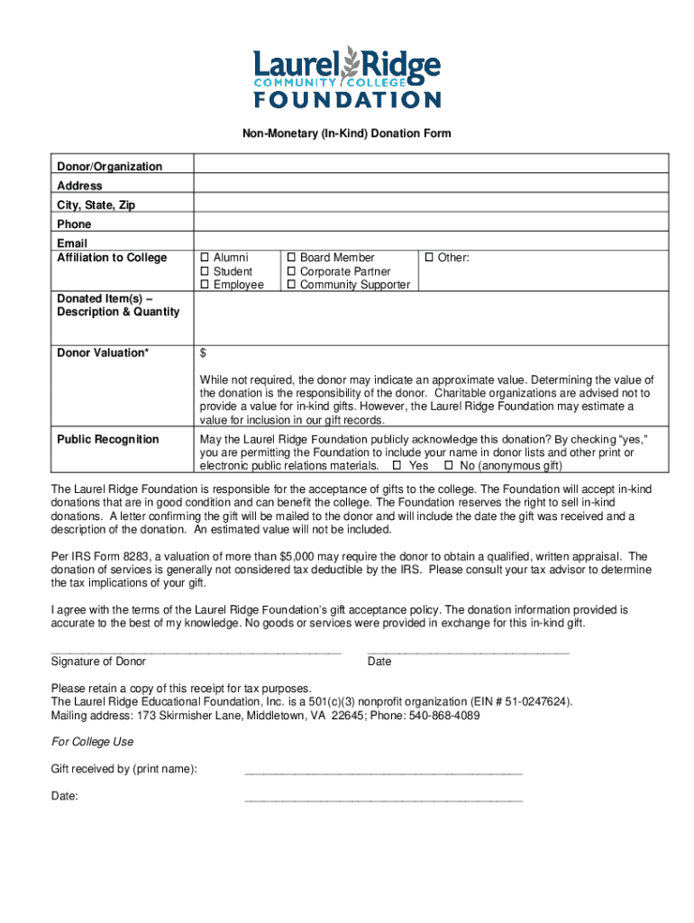 Fillable Online In-Kind Donation Form and InstructionsWays To Give Fax ...
