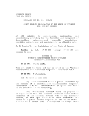 Fillable Online ORIGINAL SENATE FILE NO. SF0050 ENROLLED ACT ... Fax ...