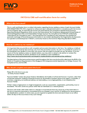 Fillable Online FATCA & CRS Self-Certification Form For Entity 2023 Fax ...
