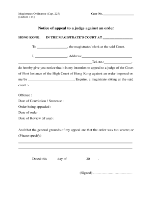 Fillable Online MC-Form Notice of appeal to a judge against an order ...