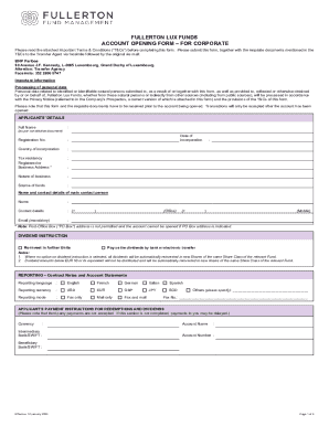 Fillable Online FULLERTON LUX FUNDS ACCOUNT OPENING FORM Fax Email Print - pdfFiller