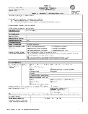 Fillable Online Getting Started Document Details FORM E1A ... Fax Email ...