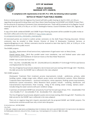 Fillable Online NOTICE OF PROJECT PLAN PUBLIC HEARING Fax Email Print ...