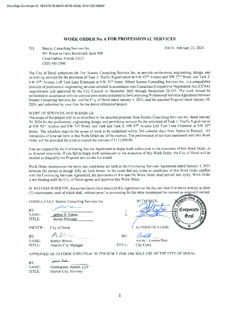 Fillable Online DCP - Transmital - Work Order No.6 with Stantec ...