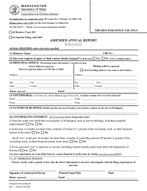 Fillable Online AMENDED ANNUAL REPORT RCW 23.95.255 Fax Email Print - pdfFiller