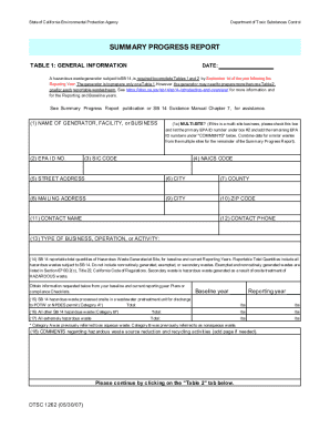 Fillable Online dtsc ca Submittal of SB 14 Quadrennial Summary Progress ...