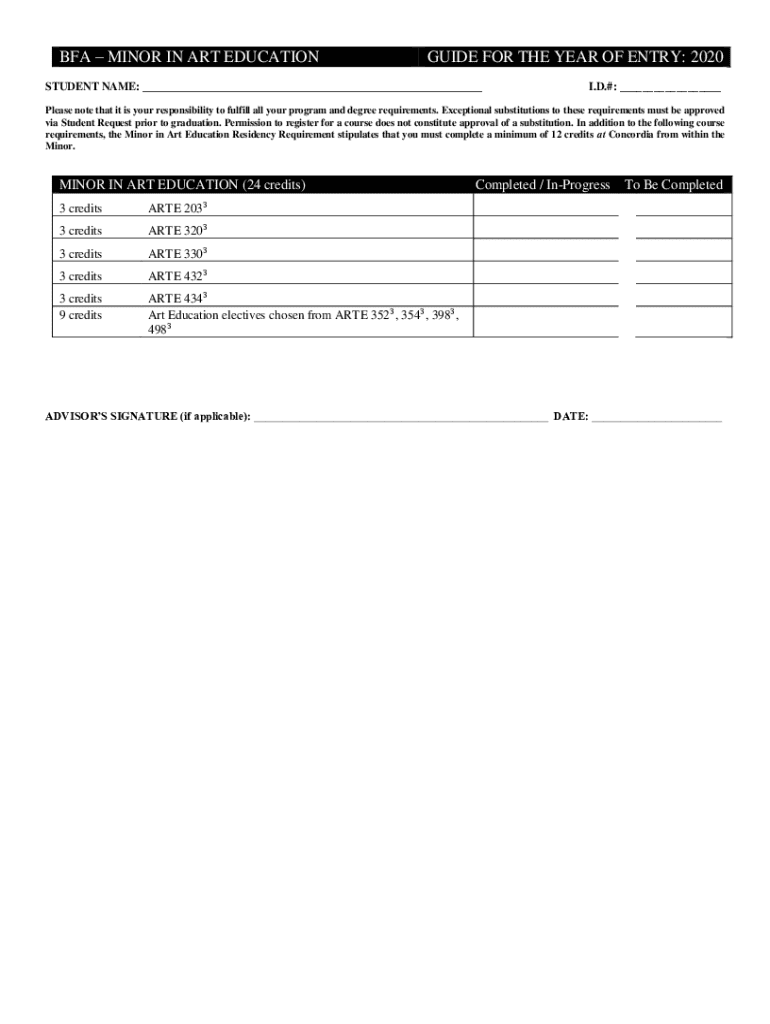 Fillable Online ART MINOR Application Form For your information Fax Email Print - pdfFiller