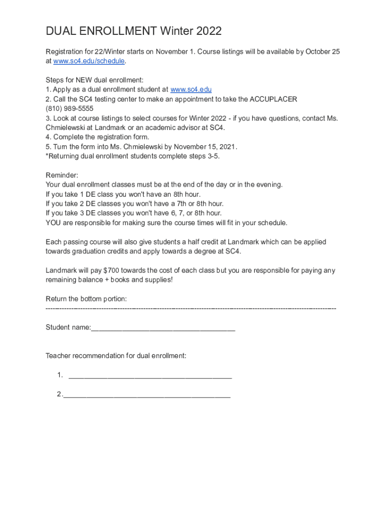 Fillable Online High School Guest and Dual Enrollment Checklist Fax ...