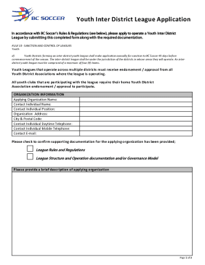 Fillable Online Fillable Online Youth Inter District League Application ...
