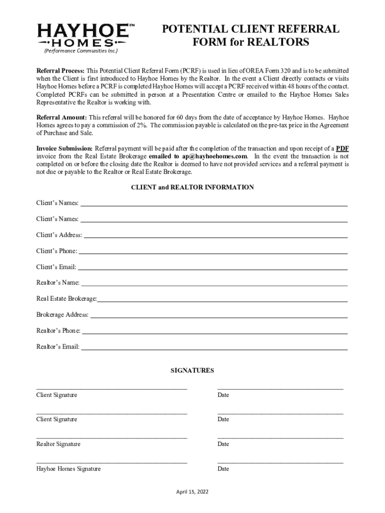 Fillable Online Orea referral form: Fill out & sign online Fax Email Print - pdfFiller