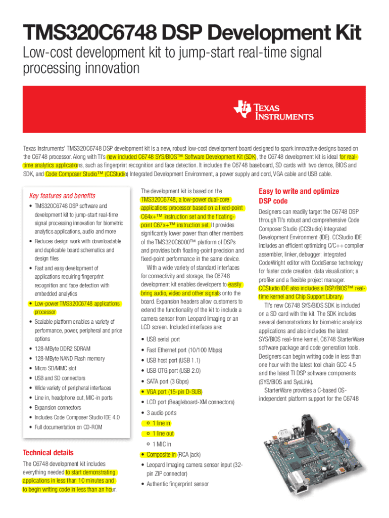 Fillable Online TMS320C6748 data sheet, product information and support Fax Email Print - pdfFiller