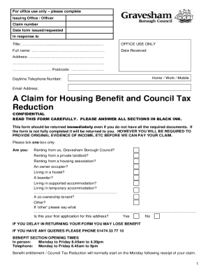 Fillable Online Housing Benefit Claim Application Form Fax Email Print ...