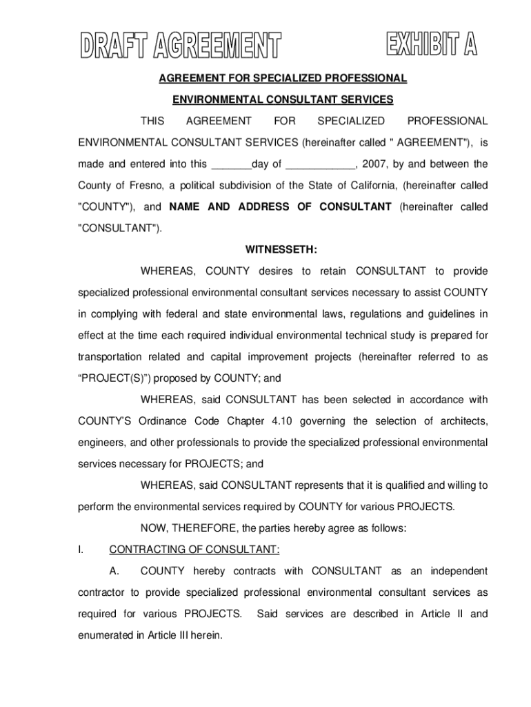Fillable Online www2 co fresno ca Exhibit A - Sample Agreement.doc Fax Email Print - pdfFiller