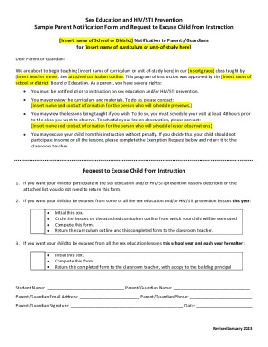 Fillable Online Sample Parent Opt Out Letter for HIV Prevention ...