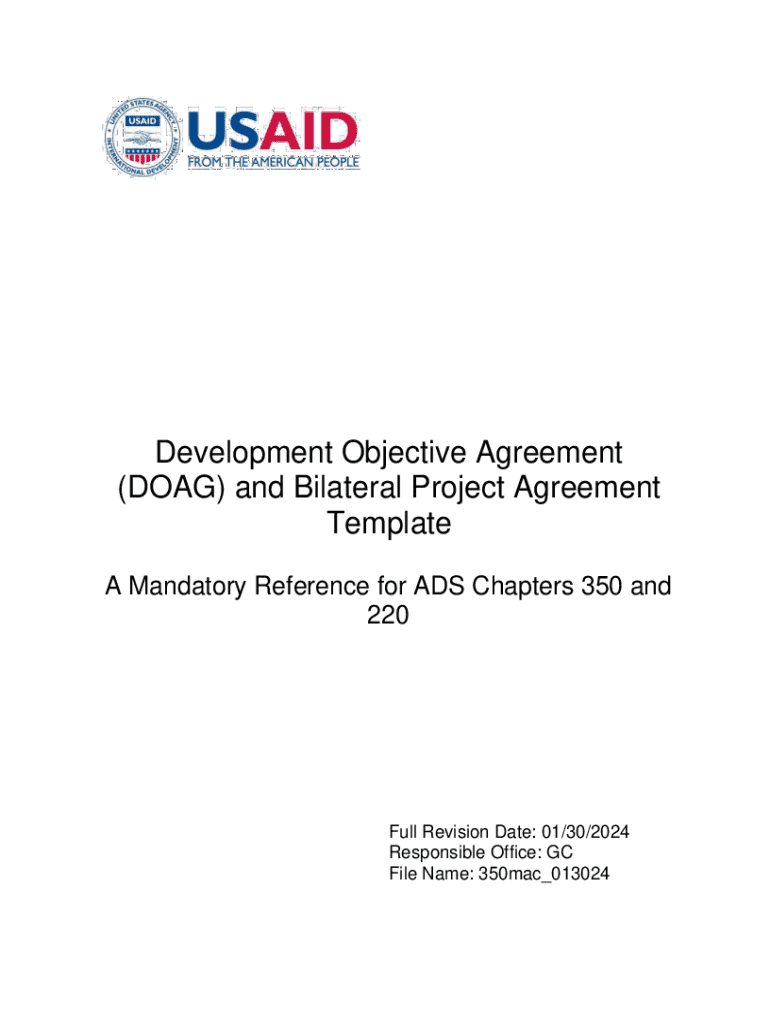 Fillable Online Development Objective Agreement (DOAG) and Bilateral ...