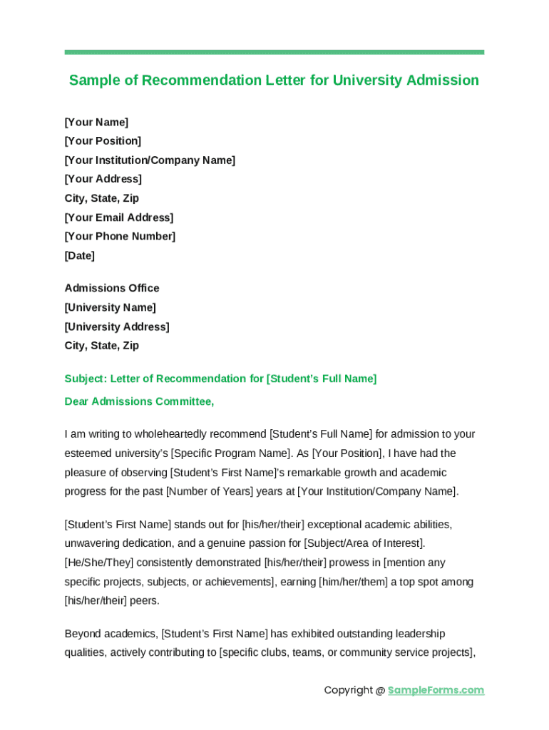 Letter of Recommendation (LOR): at & Samples Doc Template | pdfFiller