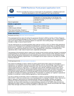 Fillable Online Fillable Online CDEM Resilience Fund project application form Fax Email Print ...