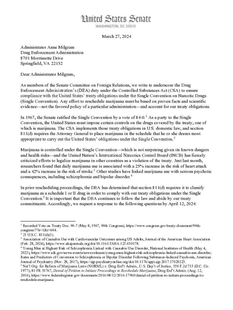 Fillable Online The Honorable Anne Milgram Administrator U.S. Drug ...