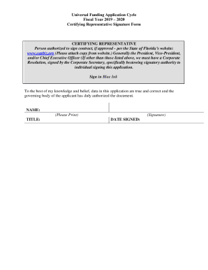 Fillable Online Certifying Representative Signature Form Fax Email ...