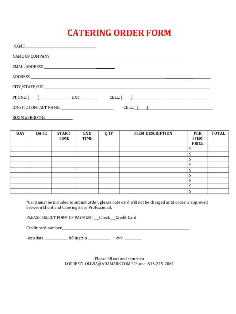 Fillable Online Booth Catering Menu.pdf Fax Email Print - pdfFiller