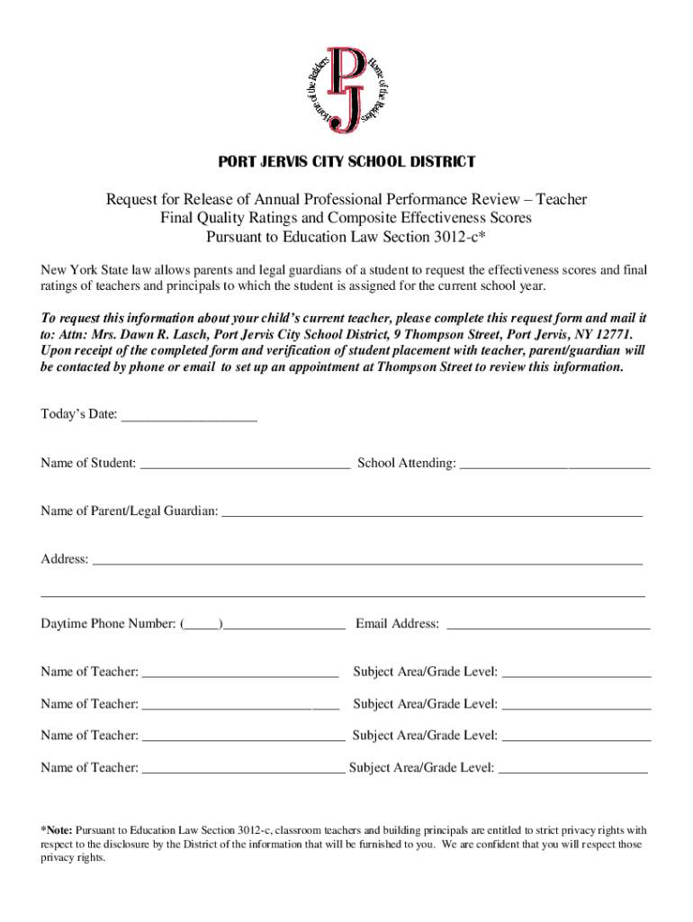 Fillable Online Parent Request for Release of Teacher or Principal APPR ...