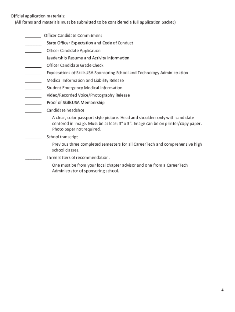 Fillable Online Secondary State Officer Information Packet and ...