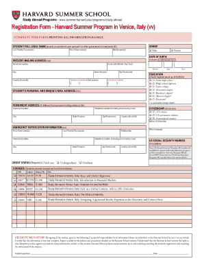 Fillable Online Harvard Summer Program in Venice, Italy Fax Email Print ...