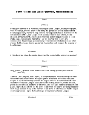 Fillable Online Release and Waiver Form (formerly Model Release) Fax ...