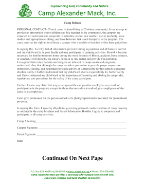 Fillable Online Camp Alexander Mack, Inc. Fax Email Print - pdfFiller