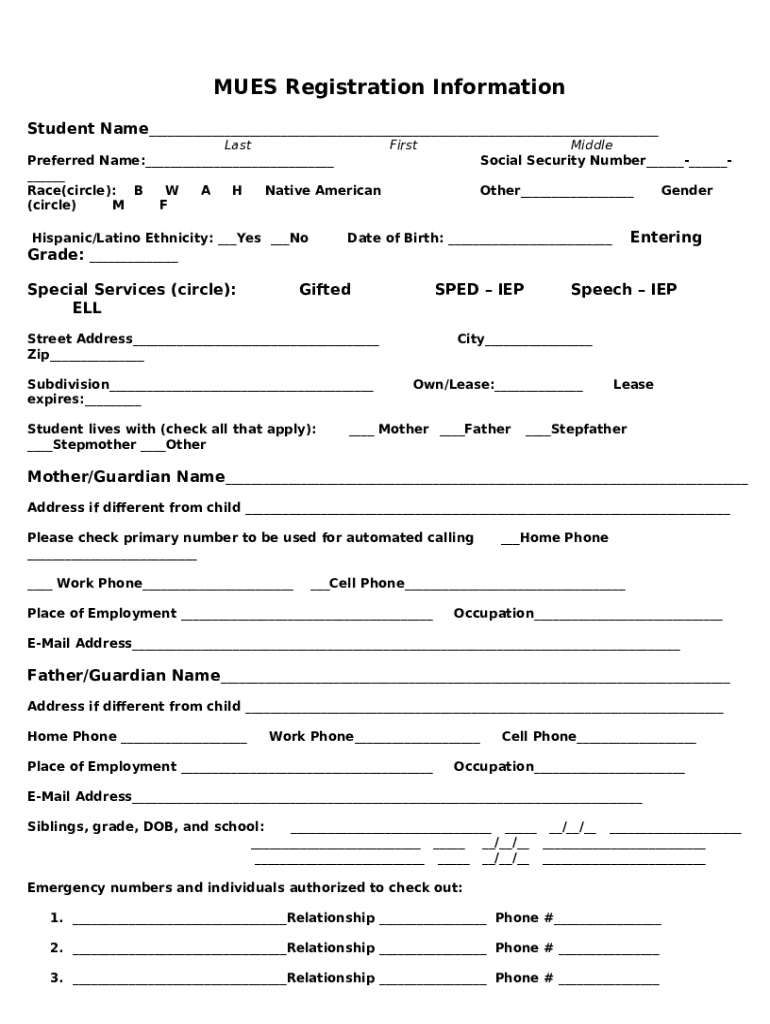 MCS New Student Enrollment Doc Template | pdfFiller